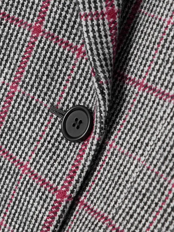 Chloé Double-breasted Checked Wool Blazer With Velvet Trim