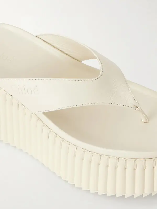 Chloé Nama Leather Platform Flip Flops - Neutrals