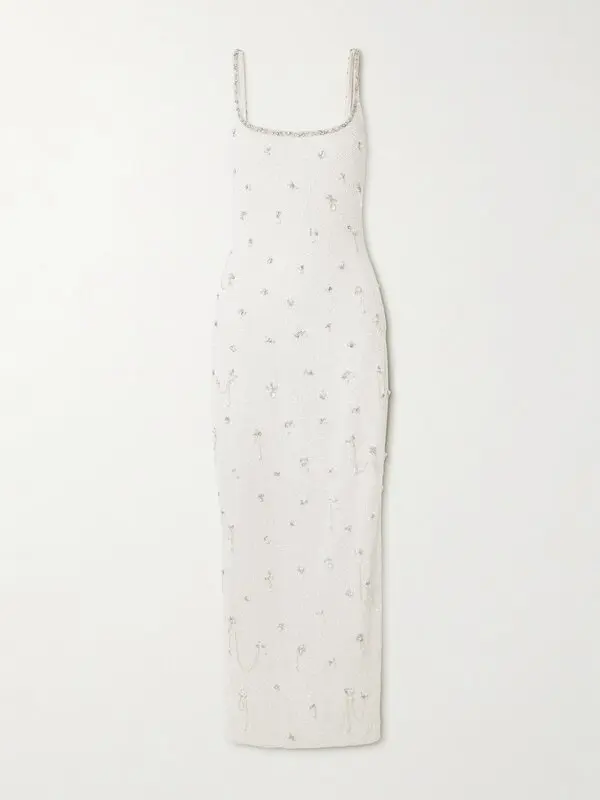 CLIO PEPPIATT Droplet Embellished Beaded Gown - Neutrals