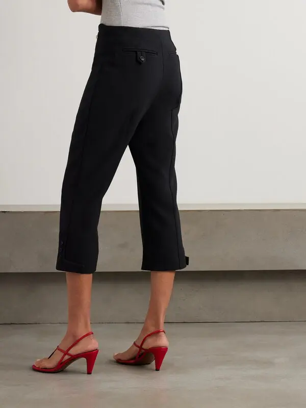 Victoria Beckham Cropped Crepe Flared Pants With Button Detail
