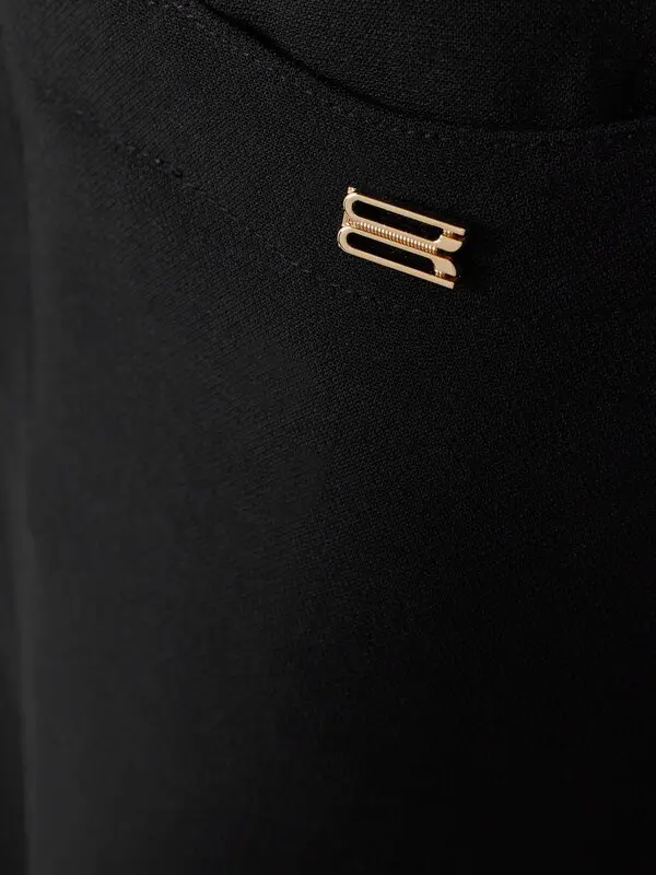 Victoria Beckham Cropped Crepe Flared Pants With Button Detail