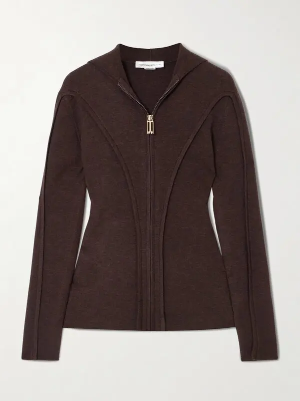 Victoria Beckham Paneled Merino Wool-blend Hoodie