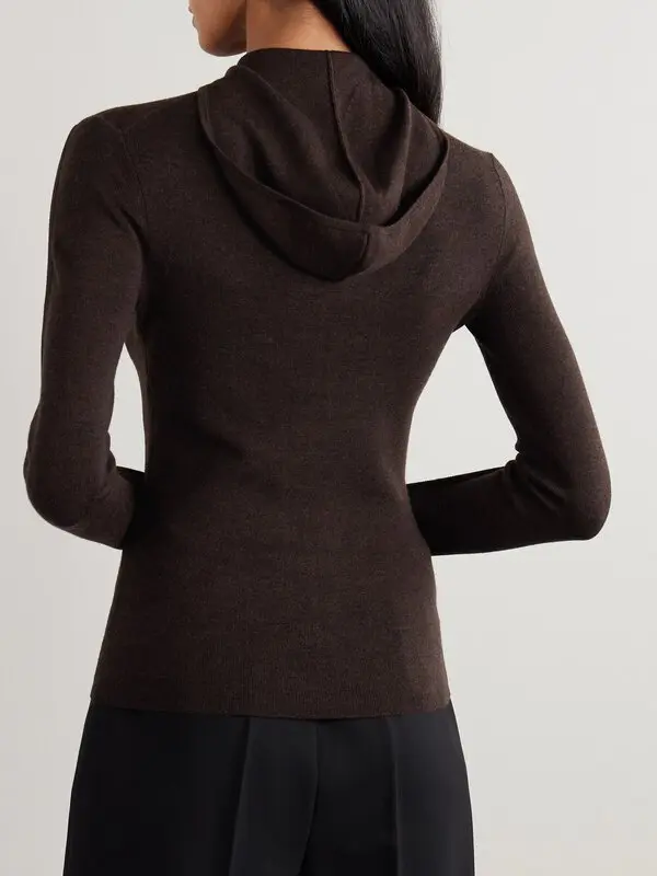 Victoria Beckham Paneled Merino Wool-blend Hoodie