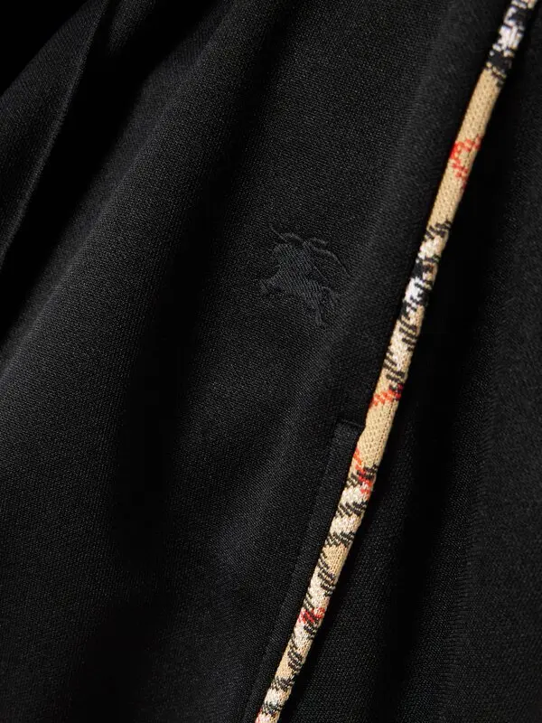 Burberry Checked Piqué-trimmed Jersey Flared Track Pants - Black