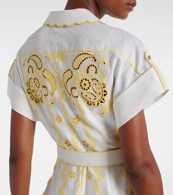 Zimmermann Lucky Embroidered Linen Midi Dress