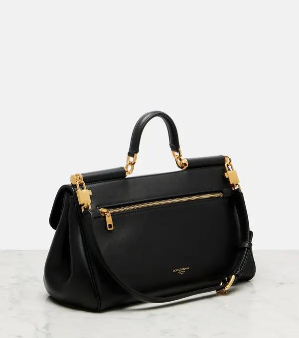 Dolce & Gabbana My Sicily Medium Leather Tote Bag - Black