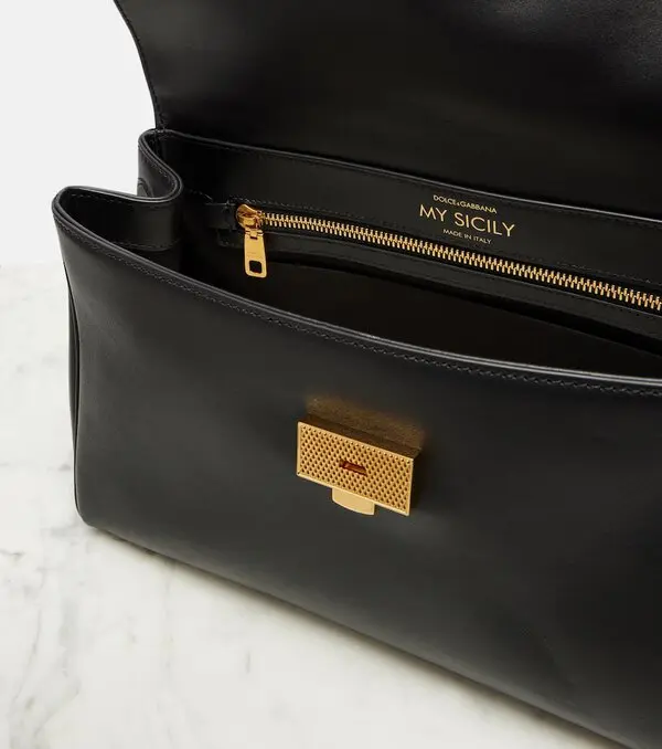 Dolce & Gabbana My Sicily Medium Leather Tote Bag - Black