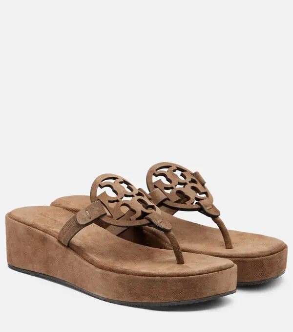 Tory Burch Miller 25 Suede Thong Sandals - Brown