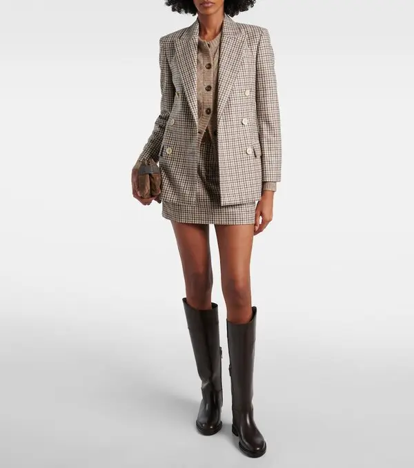 Brunello Cucinelli Checked Virgin Wool Flannel Mini Skirt
