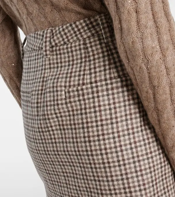 Brunello Cucinelli Checked Virgin Wool Flannel Mini Skirt