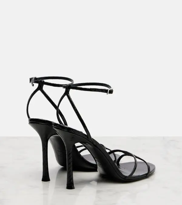 JIMMY CHOO Leo 100 Leather Sandals - Black