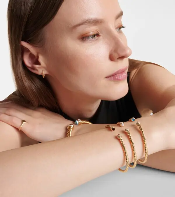 David Yurman Cable Spira® Flex Cuff Bracelet With Garnets And Diamonds