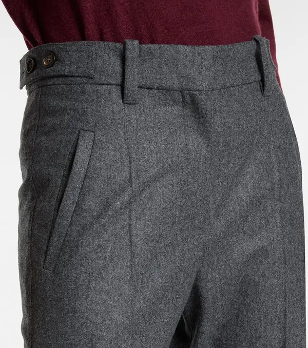 Brunello Cucinelli Pleated Virgin Wool Straight Leg Trousers