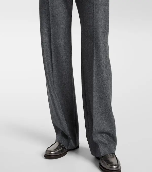 Brunello Cucinelli Pleated Virgin Wool Straight Leg Trousers