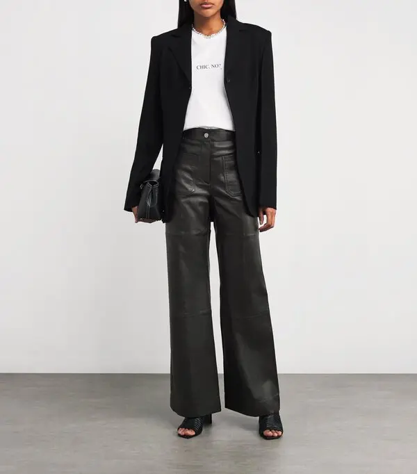 Victoria Beckham Alina Leather Wide-leg Trousers