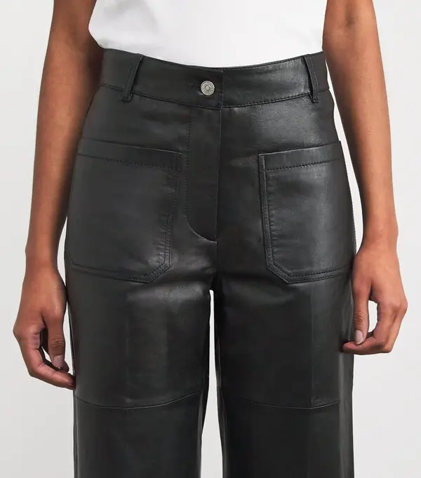 Victoria Beckham Alina Leather Wide-leg Trousers