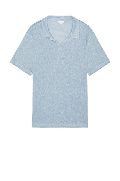 Onia Shaun Linen Polo - Dusty Blue