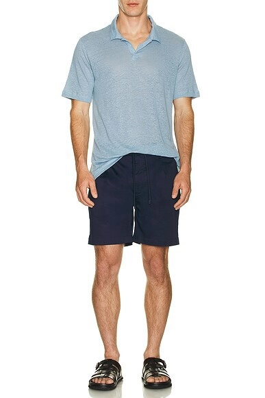 Onia Shaun Linen Polo - Dusty Blue