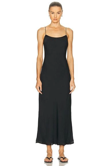 TOTEME Satin Slip Dress - Black