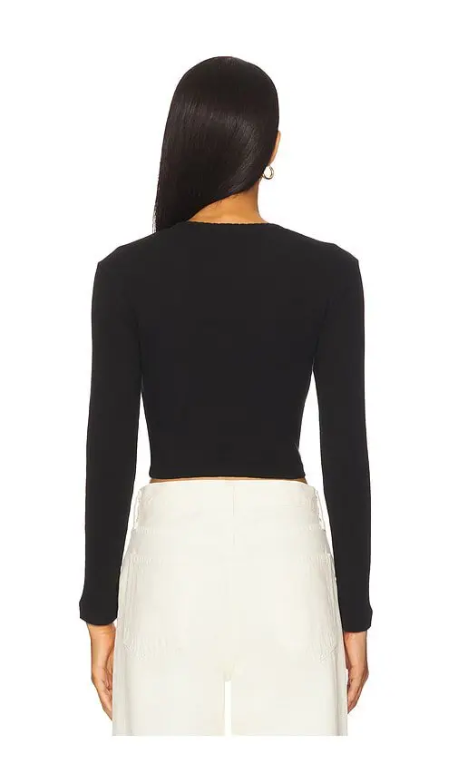 LESET Pointelle Crop Cardigan