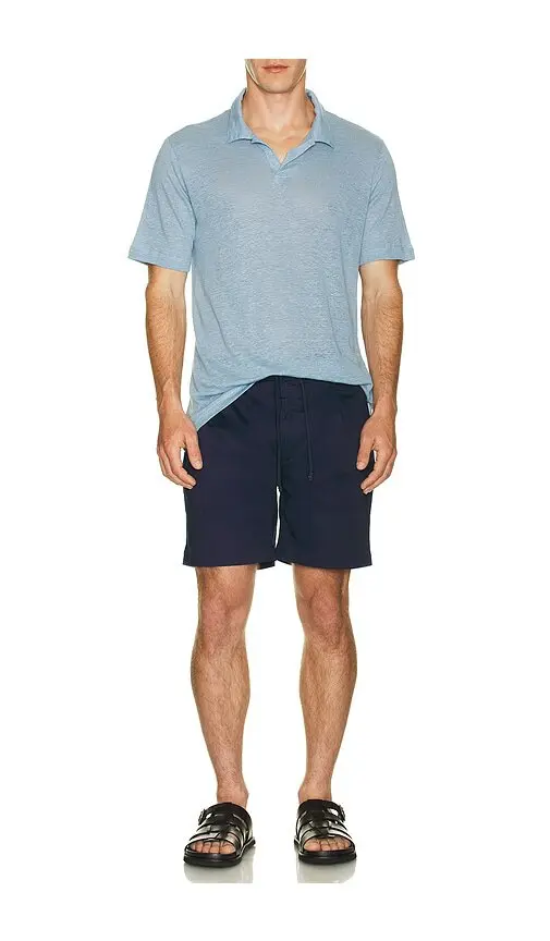 Onia Shaun Linen Polo In . Also - Blue