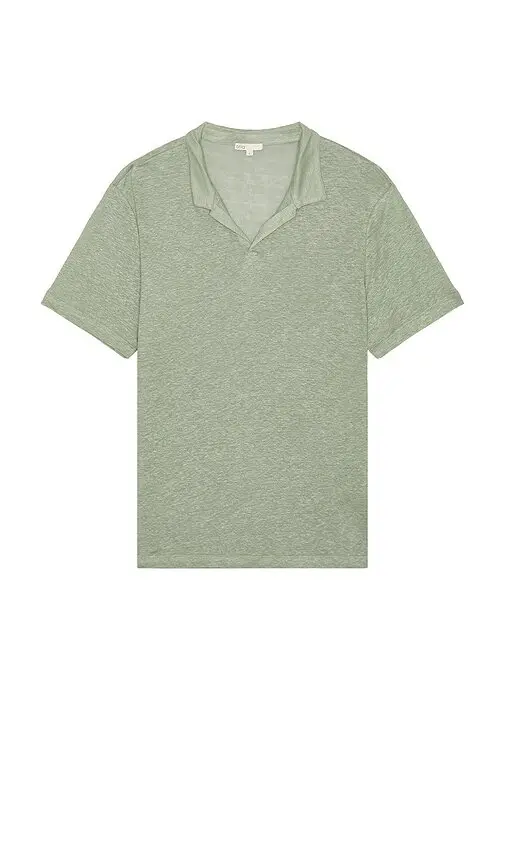 Onia Shaun Linen Polo In . Also - Green