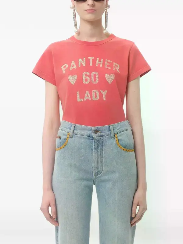 Valentino Garavani Panther Lady Graphic Print T-shirt - Red
