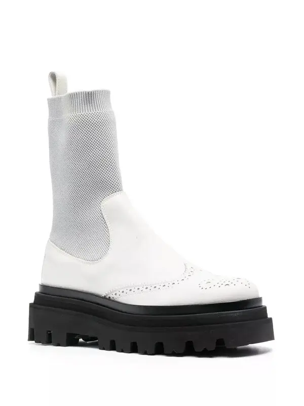 Eleventy Leather Ankle Boots With Sock Detail