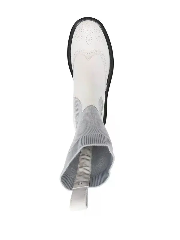 Eleventy Leather Ankle Boots With Sock Detail