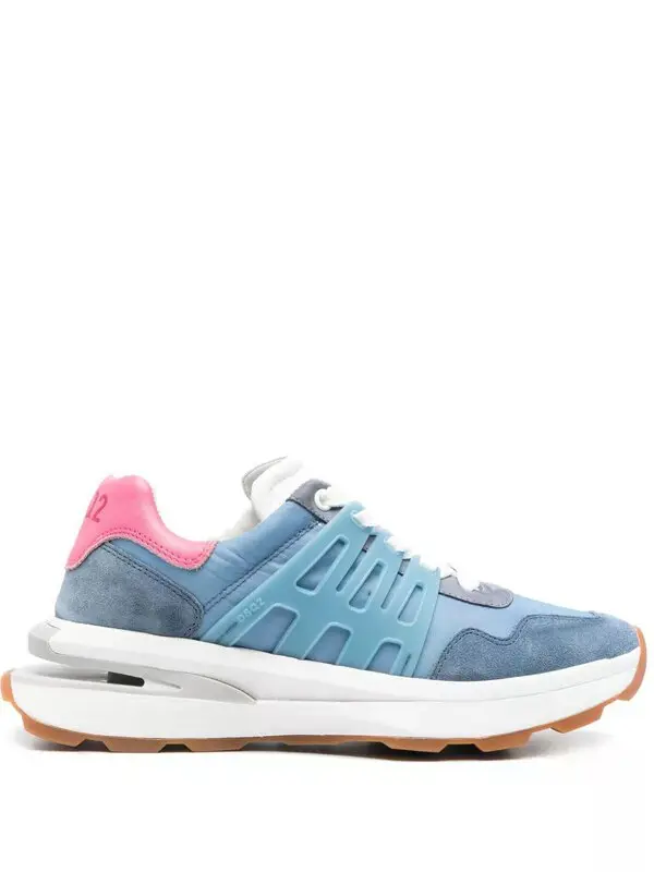 Dsquared2 Panelled Calf Leather And Suede Sneakers - Blue