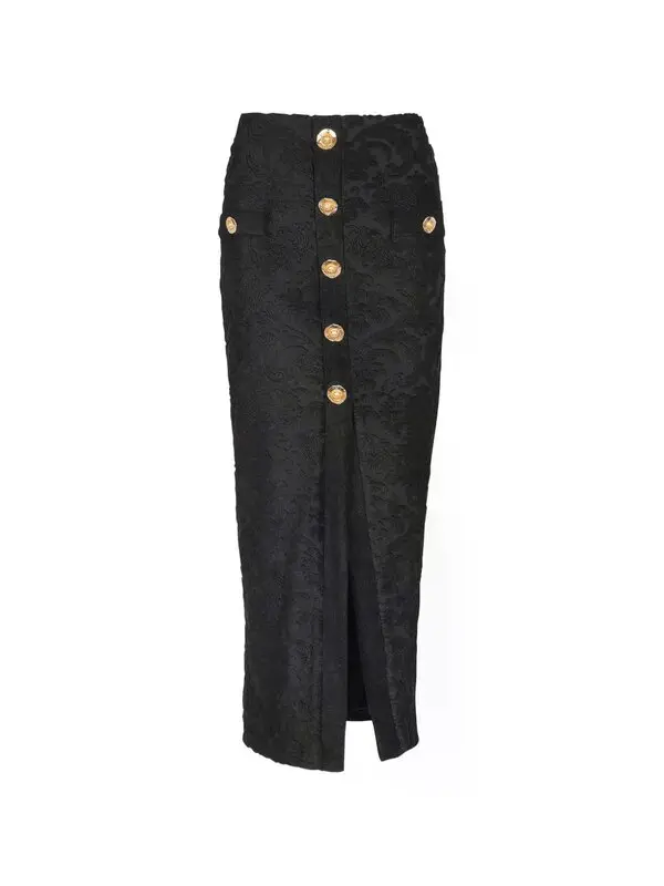 Balmain Jacquard Midi Skirt - Black