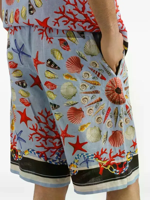 Dolce & Gabbana Graphic Print Linen Shorts