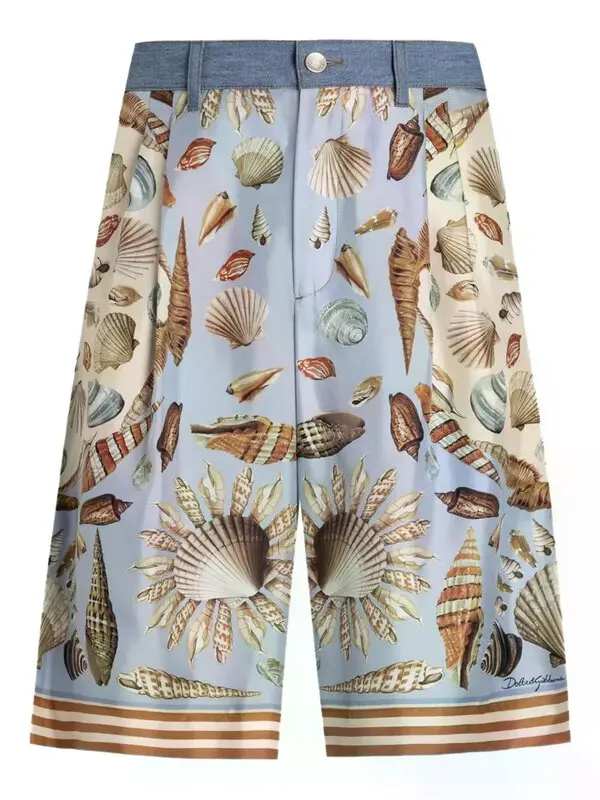 Dolce & Gabbana Cotton-silk Printed Bermuda Shorts - Blue