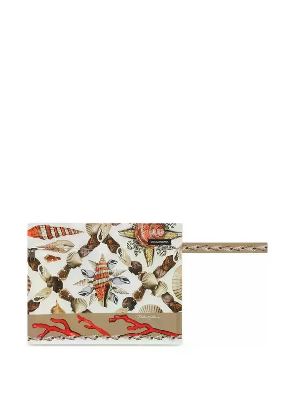 Dolce & Gabbana Shell-print Swim Shorts - Neutrals