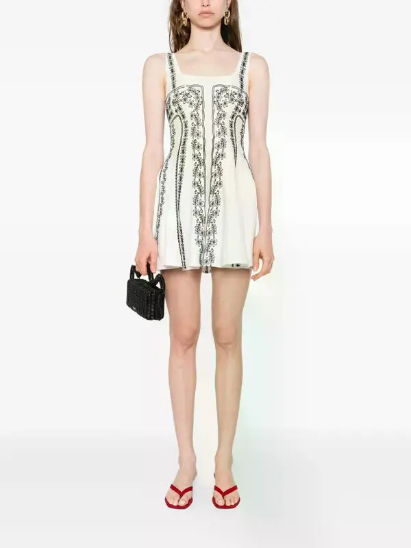 Maje Embroidered Strap Mini Dress