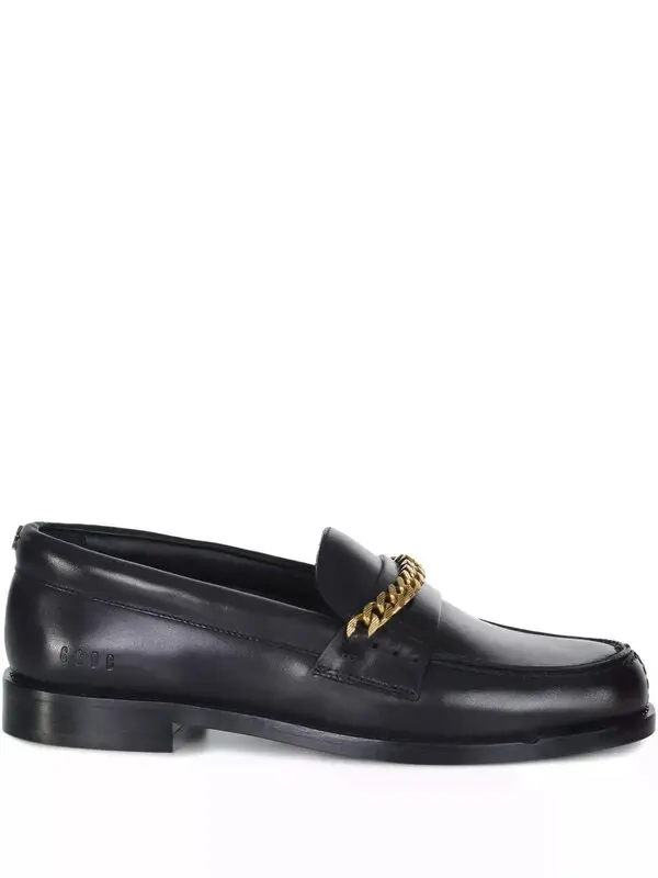 GOLDEN GOOSE Leather Loafers With Chain Detail - Black