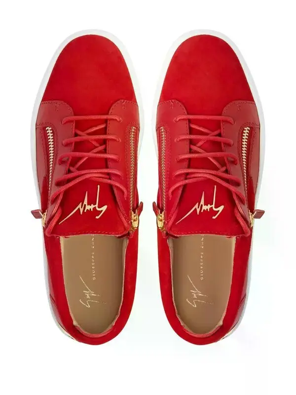 GIUSEPPE ZANOTTI Frankie Low-top Sneakers With Gold-tone Hardware - Red