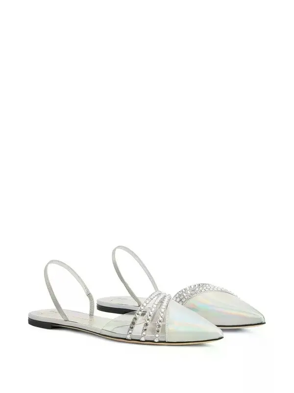 GIUSEPPE ZANOTTI Clarály Slingback Flat Sandals - Silver