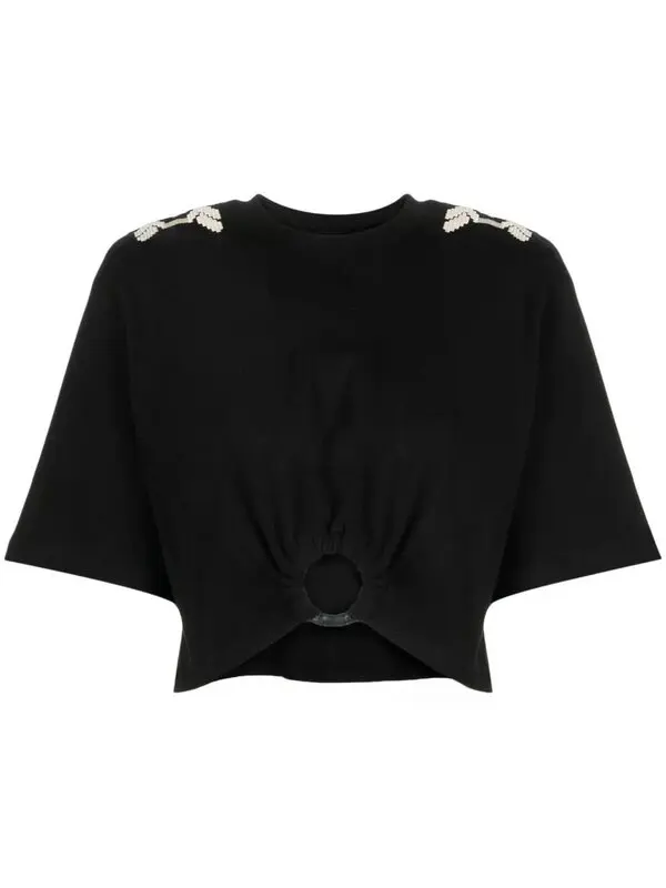 Johanna Ortiz Embroidered Cropped T-shirt