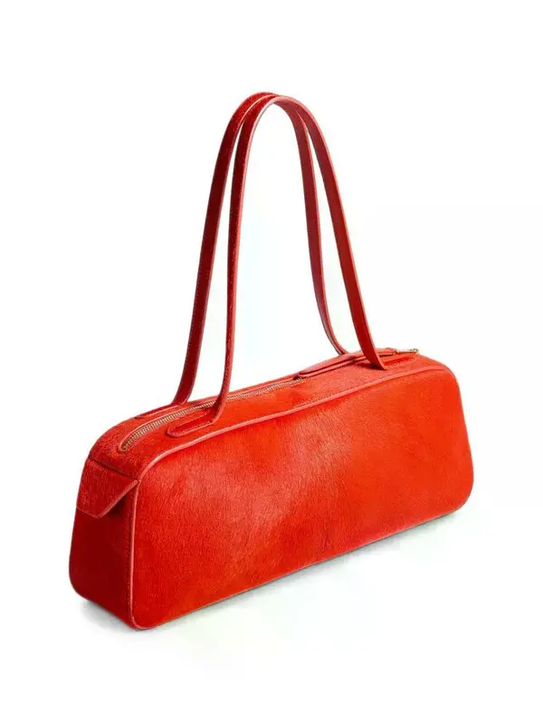 Khaite Simona Shoulder Bag In Textured Haircalf - Orange