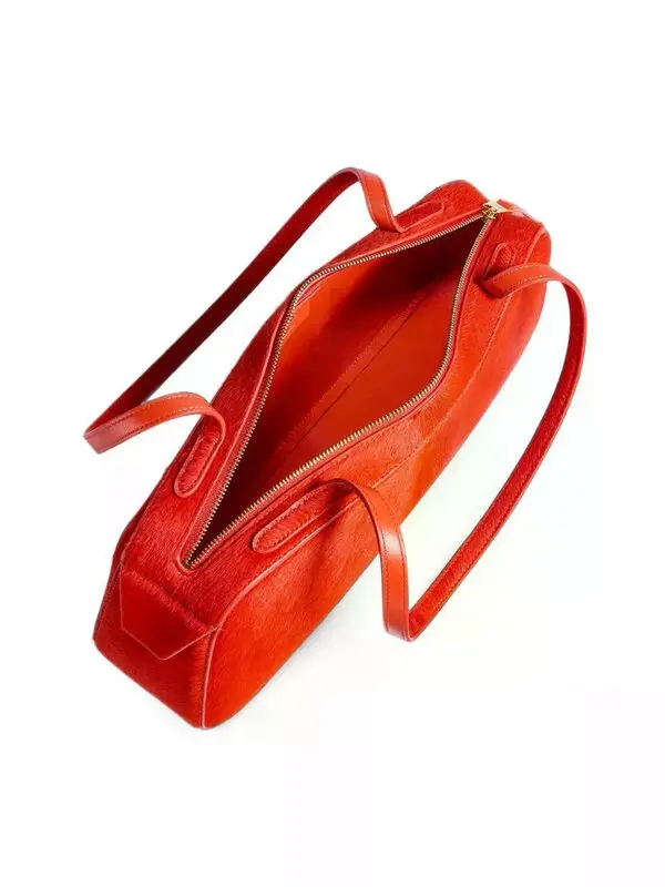 Khaite Simona Shoulder Bag In Textured Haircalf - Orange