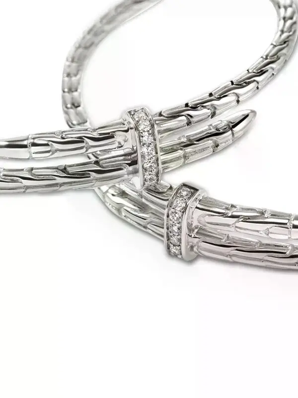 John Hardy Sterling Spear Diamond Hoop Earrings