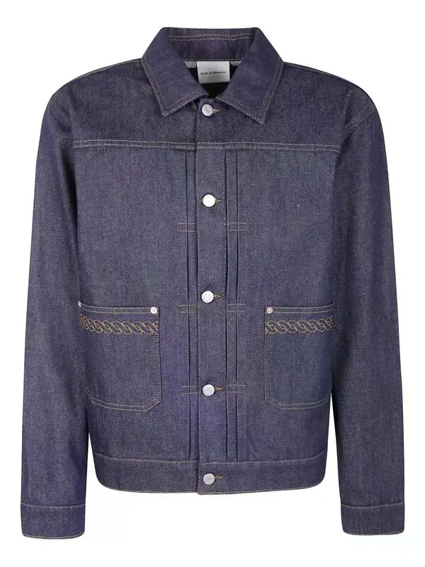 Drole De Monsieur Embroidered Denim Jacket - Blue