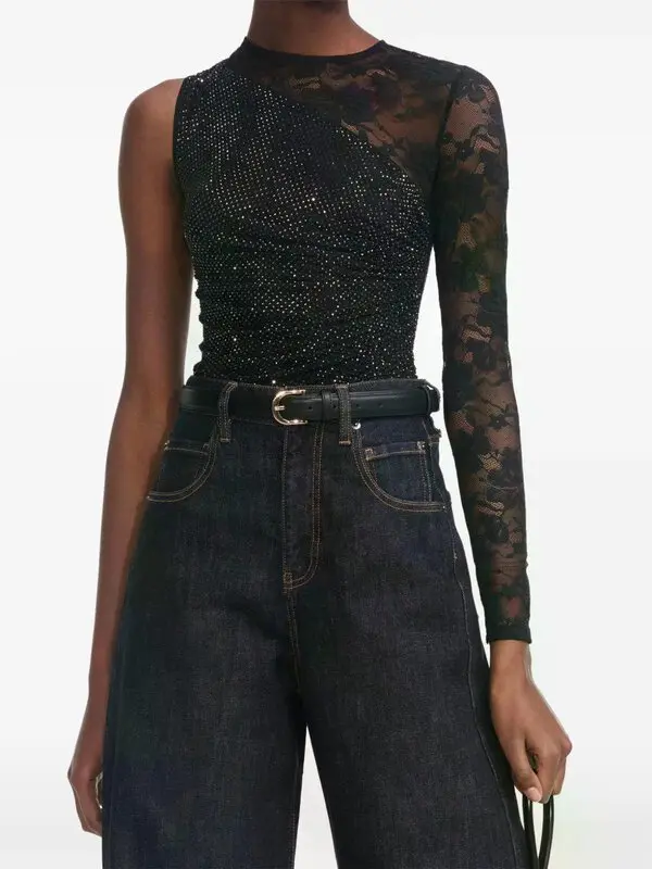 SELF-PORTRAIT Embellished Lace Long Sleeve Top