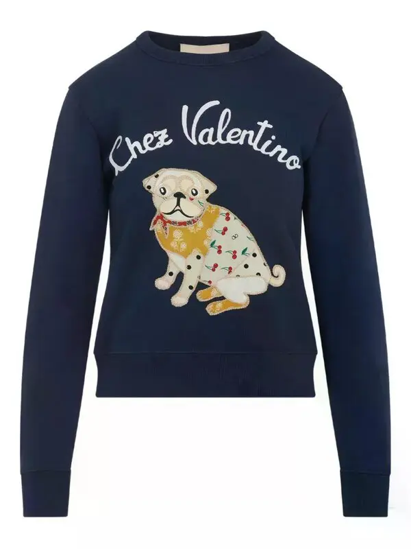 Valentino Garavani Crew Neck Long Sleeve Sweater - Blue