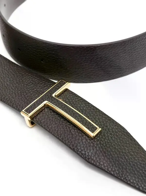 TOM FORD Logo Buckle Leather Belt - Brown