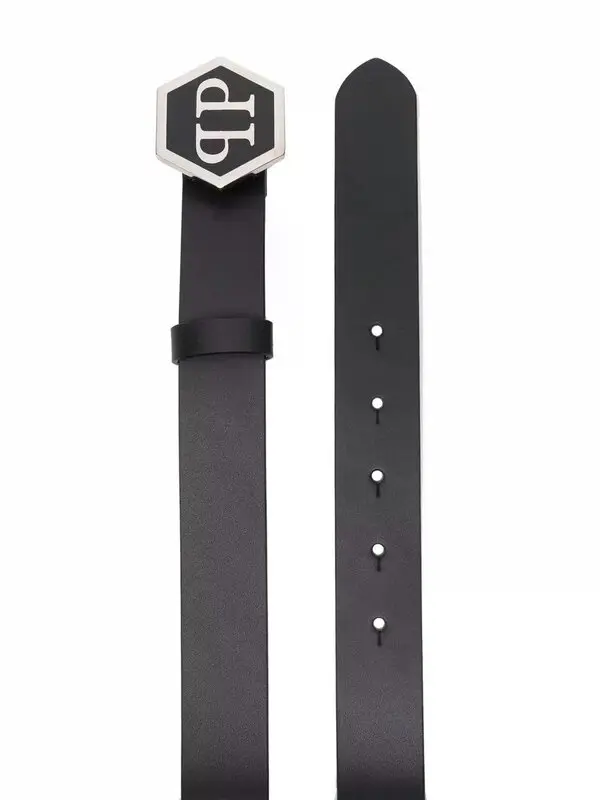 Philipp Plein Hexagon Leather Belt - Black