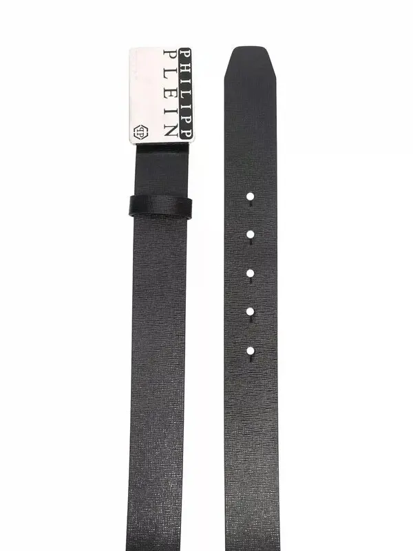 Philipp Plein Logo Buckle Leather Belt