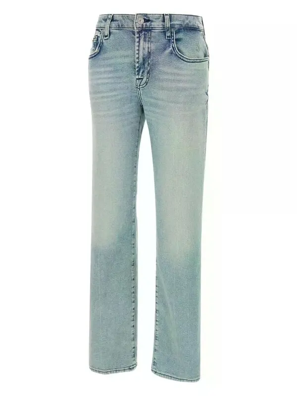 7 For All Mankind Faded Straight-leg Jeans - Blue