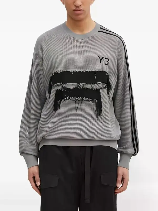 Y3 Crew Neck Sweater With Decorative Stitching